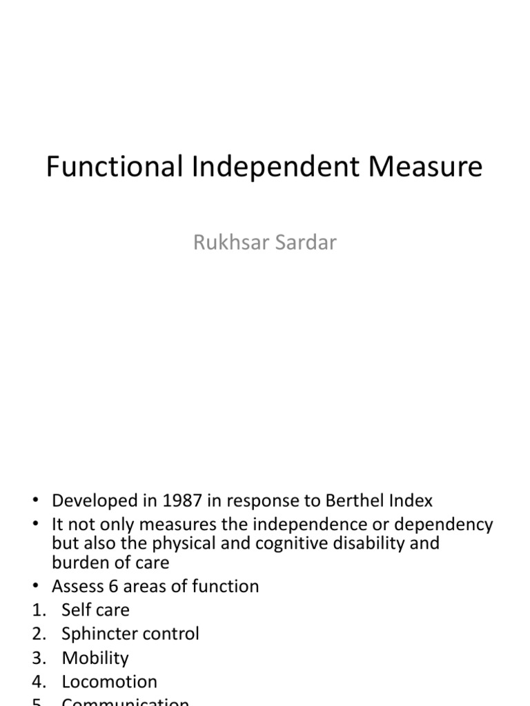 Functional Independence Measure Overview | PDF | Neuropsychological ...