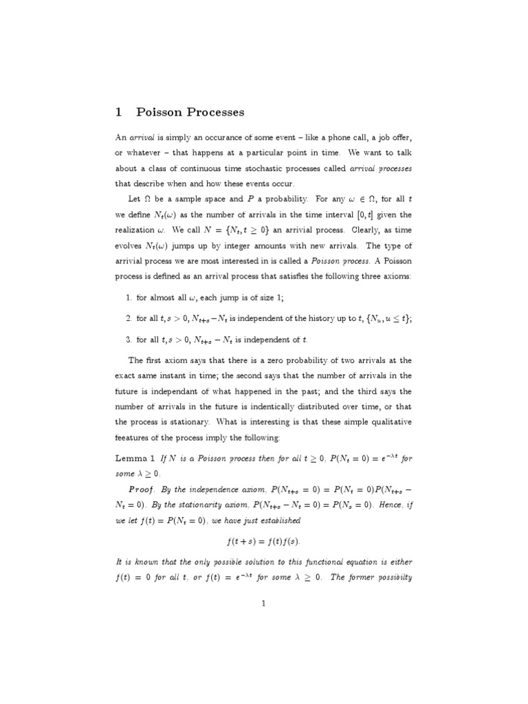 Poisson Processes | PDF | Stochastic Process | Analysis