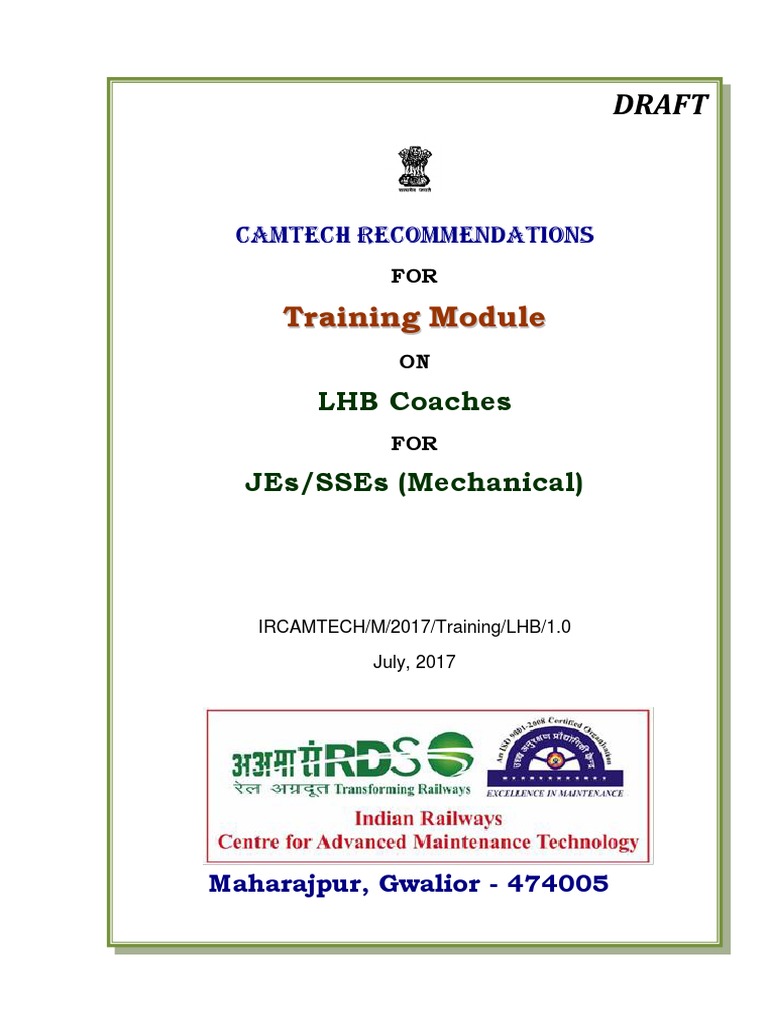 Draft Training Module On LHB Coaches For JEs SSEs | PDF ...