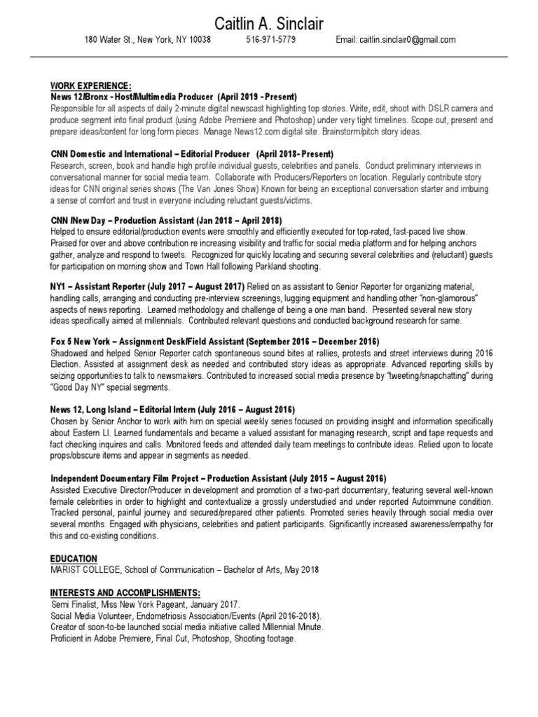 CAS CV 09 2019a | PDF | Cnn | Social Media