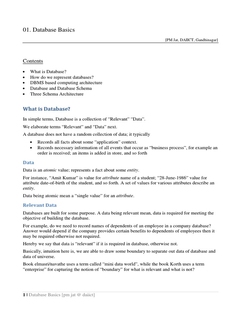 Database Basics | Download Free PDF | Relational Database | Databases Database Basics | Download Free PDF | Relational Database | Databases