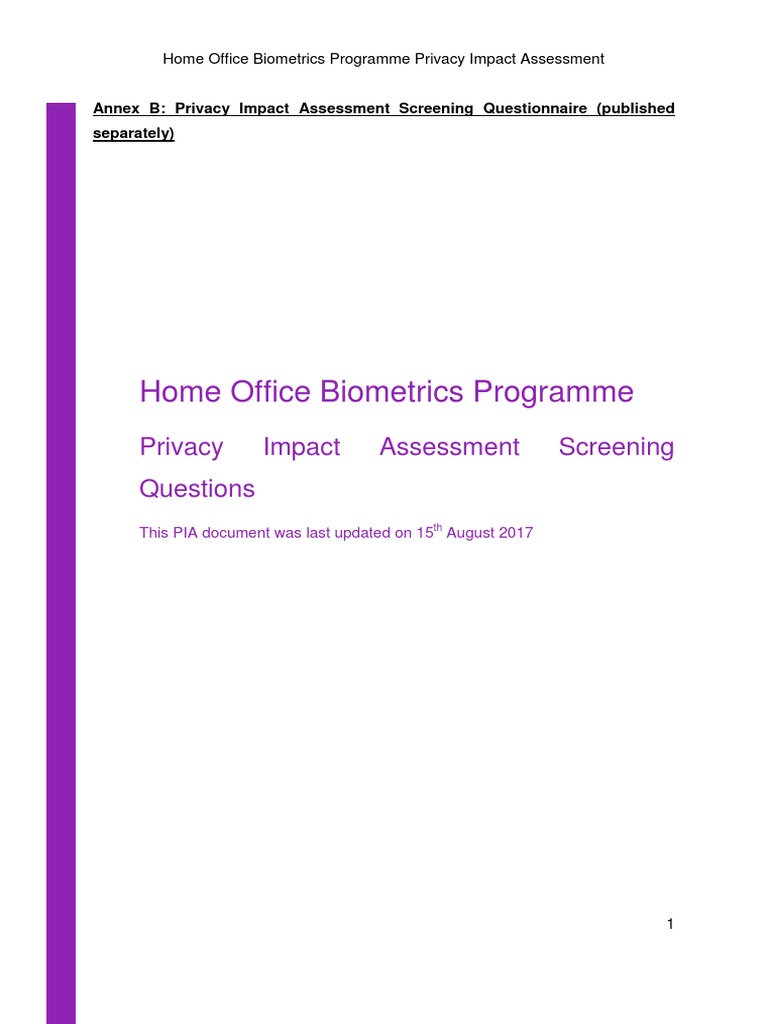 HOB PIA Annex B - Screening Questionnaire Final | PDF | Fingerprint ...