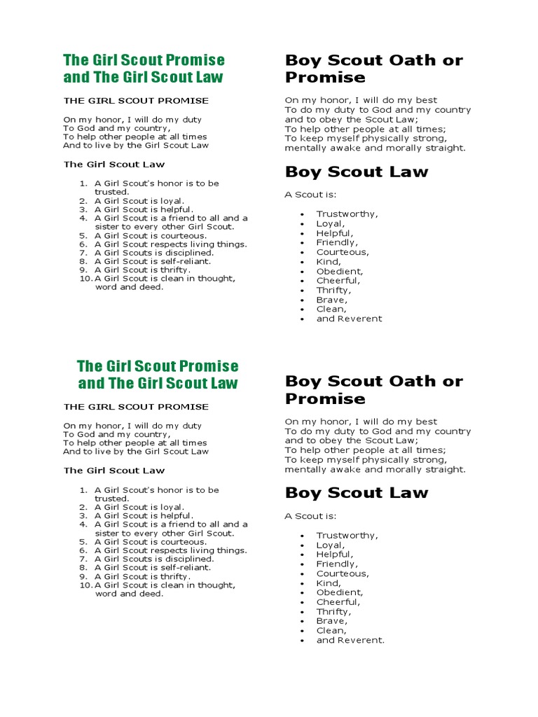 The Girl Scout Promise and The Girl Scout Law | PDF | Scouting ...