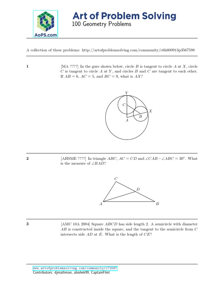 A Collection of 100 Geometry Problems and Their Solutions | PDF ...