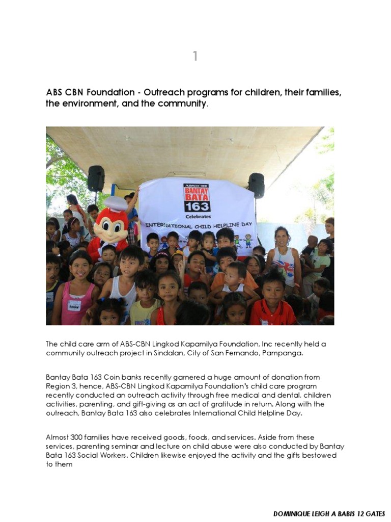 ABS CBN Foundation - Outreach Programs For Children, Their Families, The Environment, and The ...