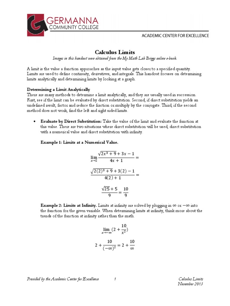 Calculus Limits PDF | PDF | Limit (Mathematics) | Fraction (Mathematics)