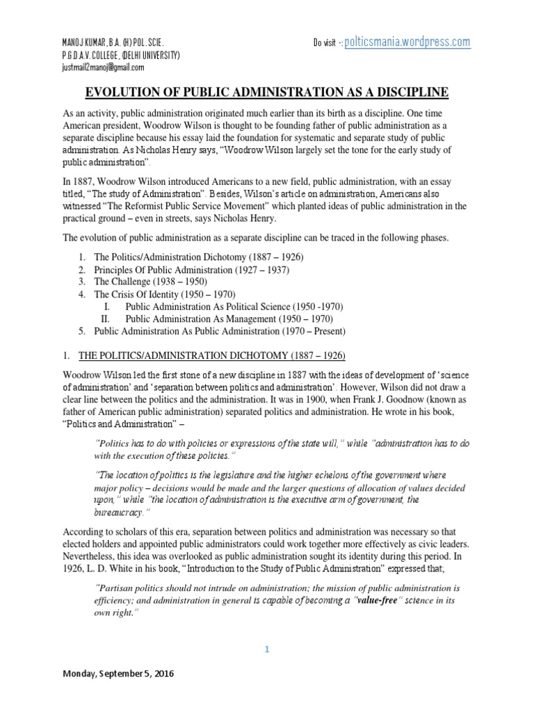 Evolution of | PDF | Public Administration | Political Science