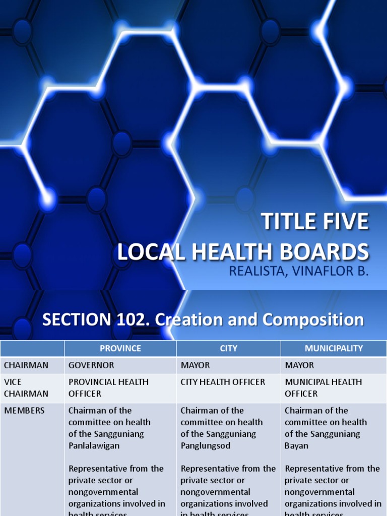 Title Five Local Health Boards: Realista, Vinaflor B | PDF | United ...