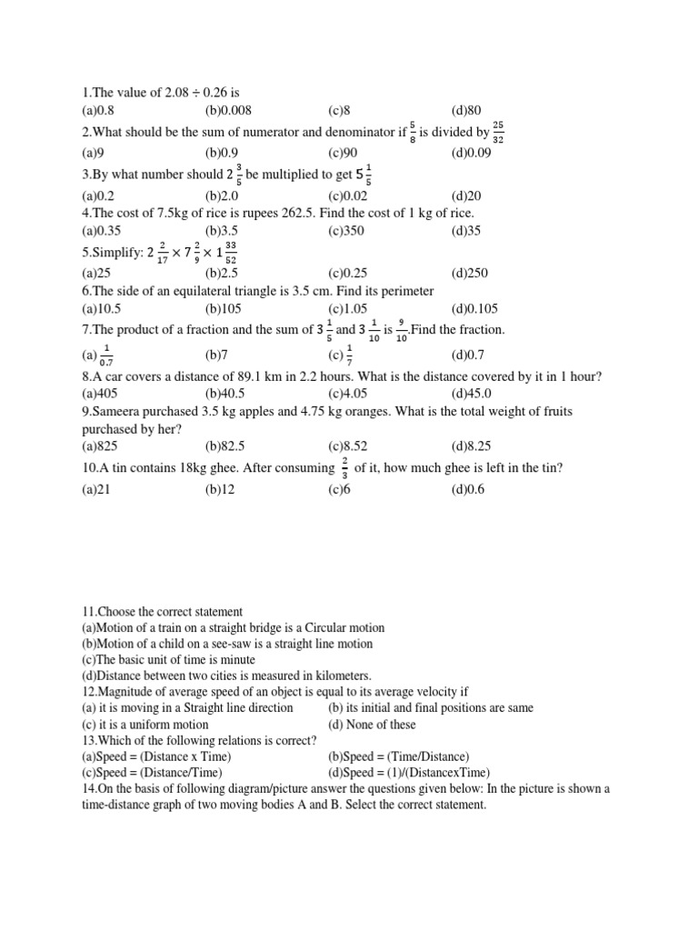Cat 3 Class VII | PDF | Velocity | Speed