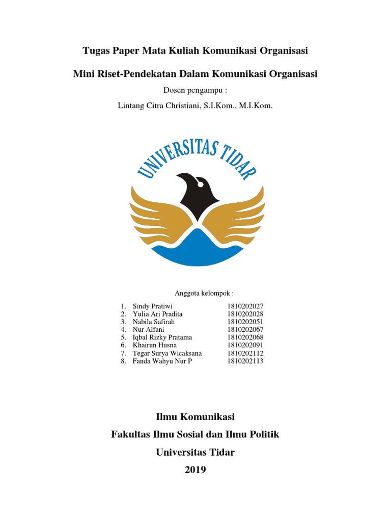 Tugas Paper Mata Kuliah Komunikasi Organisasi Mini Riset-Pendekatan ...