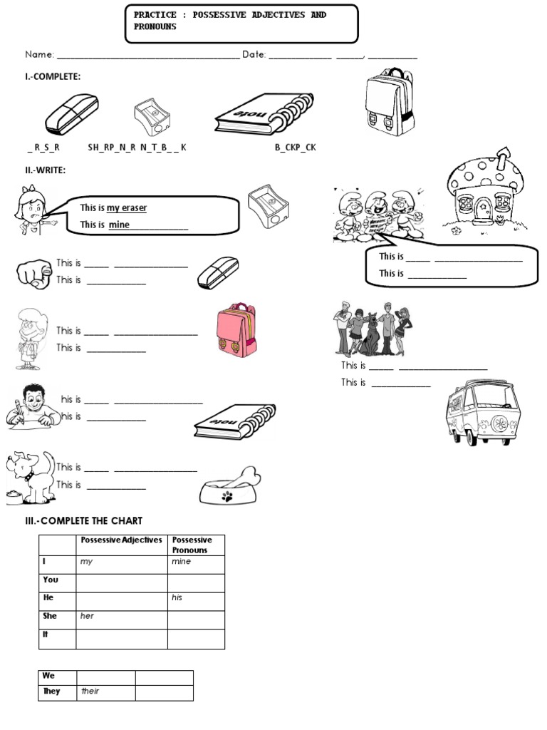 Possessive Adjectives and Pronouns Fun Activities Games - 36079 | PDF