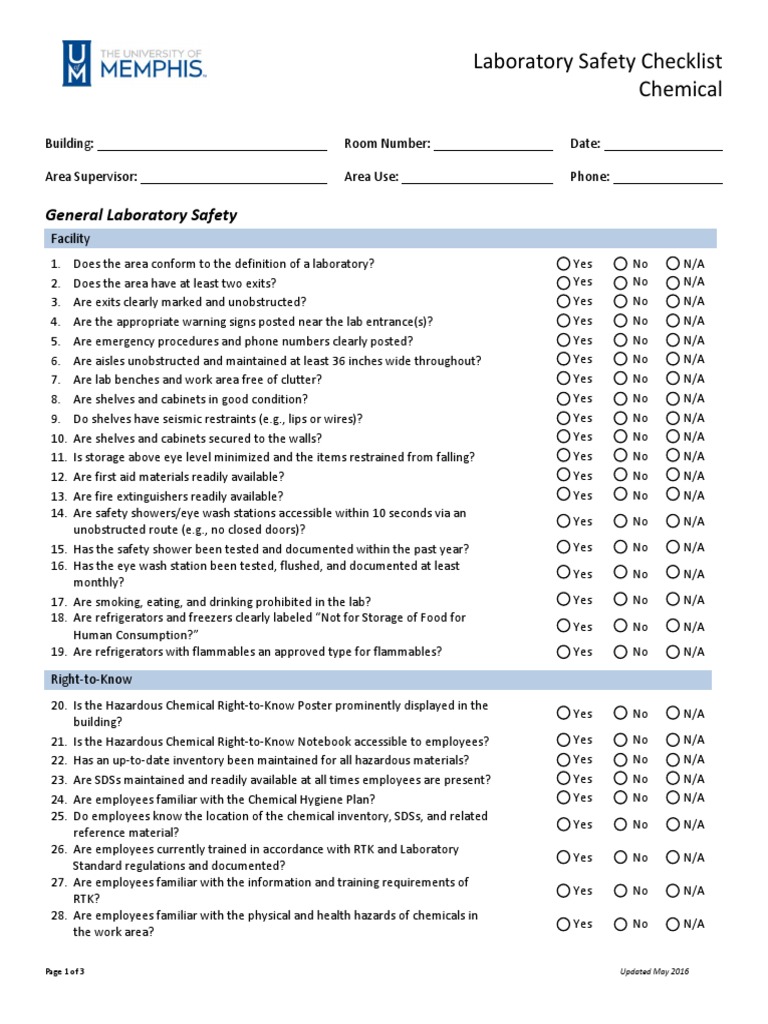 Lab Checklist | PDF | Dangerous Goods | Laboratories