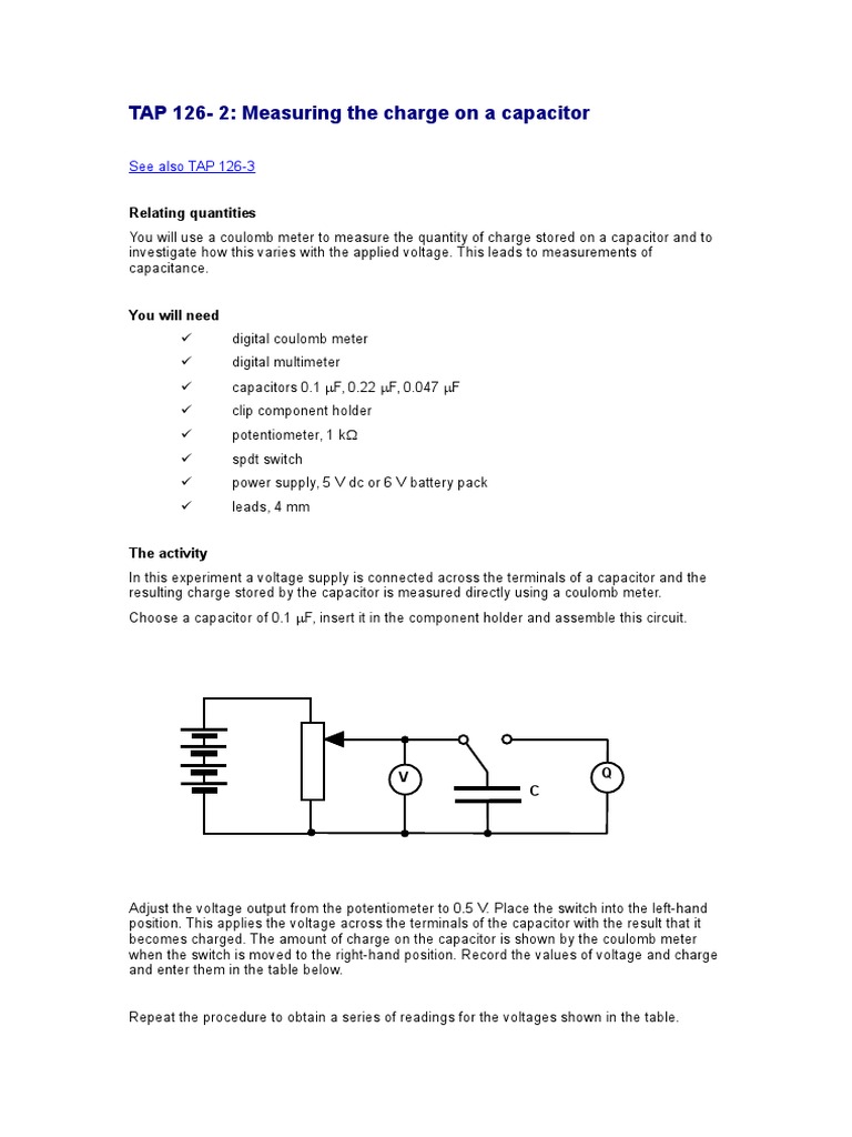 Measuring Charge on a Capacitor | PDF | Capacitor | Capacitance
