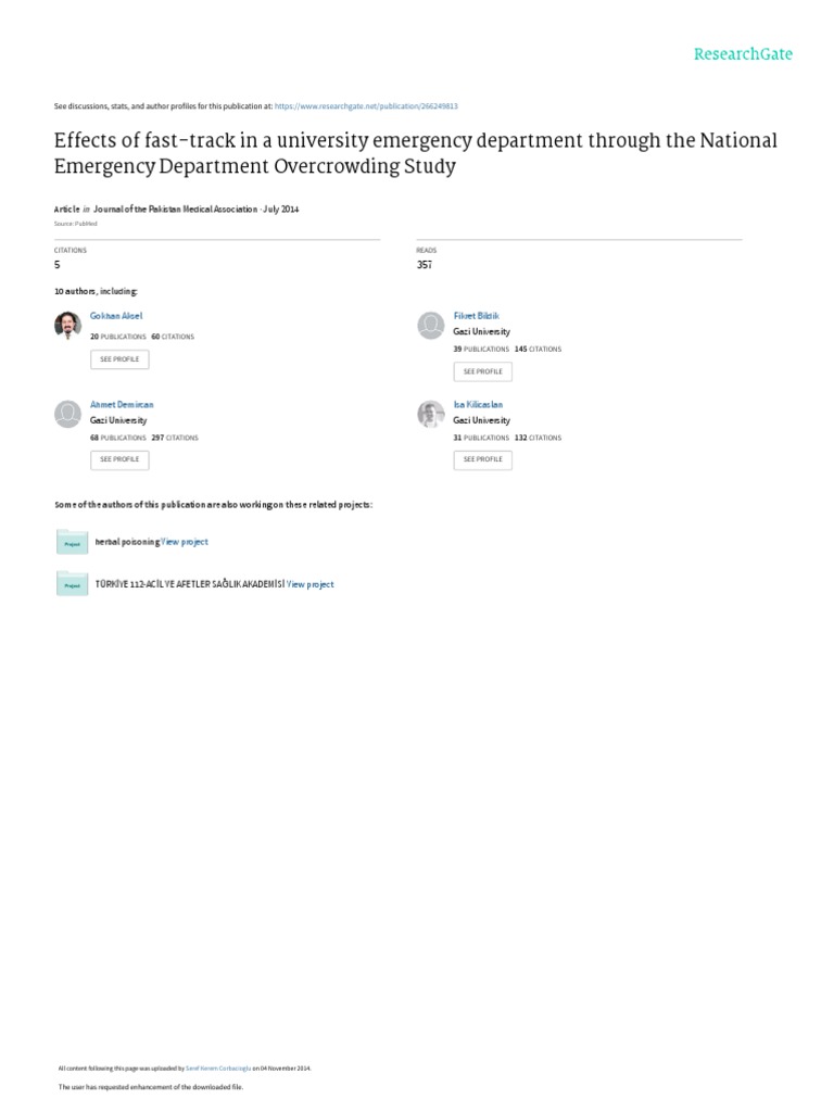 Effects of Fast-Track in A University Emergency Department Through The ...