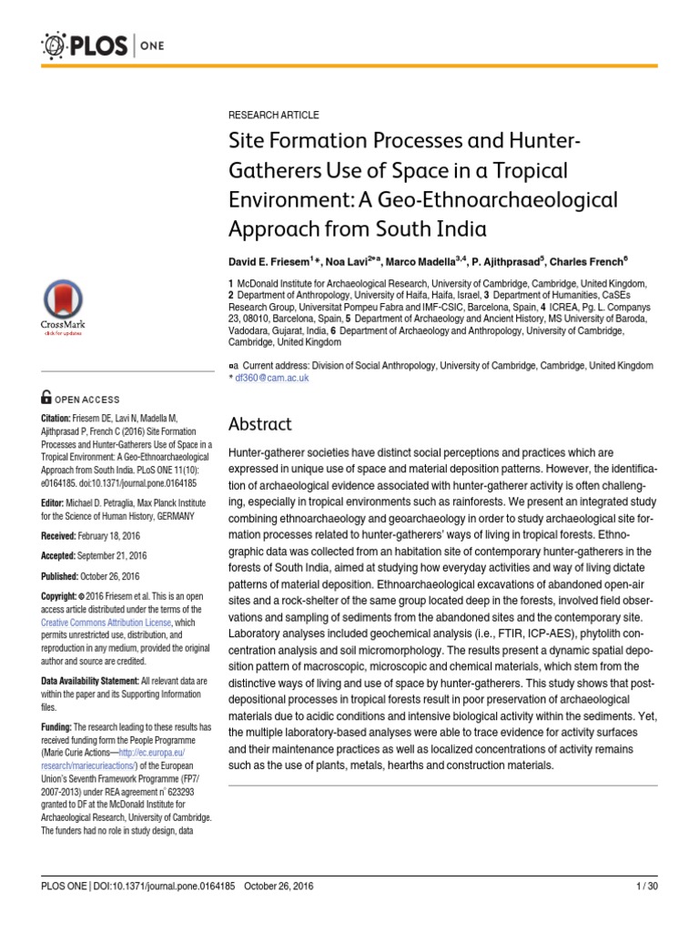 Site Formation Processes and Hunter-Gatherers Use of Space in A ...