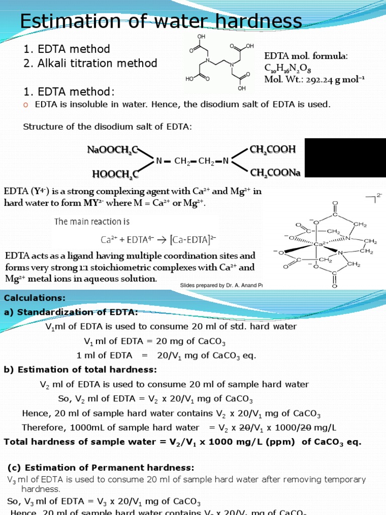 EDTA Method for Water Hardness Estimation | PDF | Ethylenediaminetetraacetic Acid | Molecules