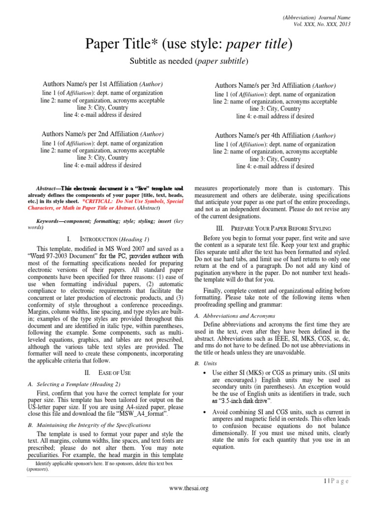 Paper Title (Use Style: Paper Title) : Subtitle As Needed (Paper ...