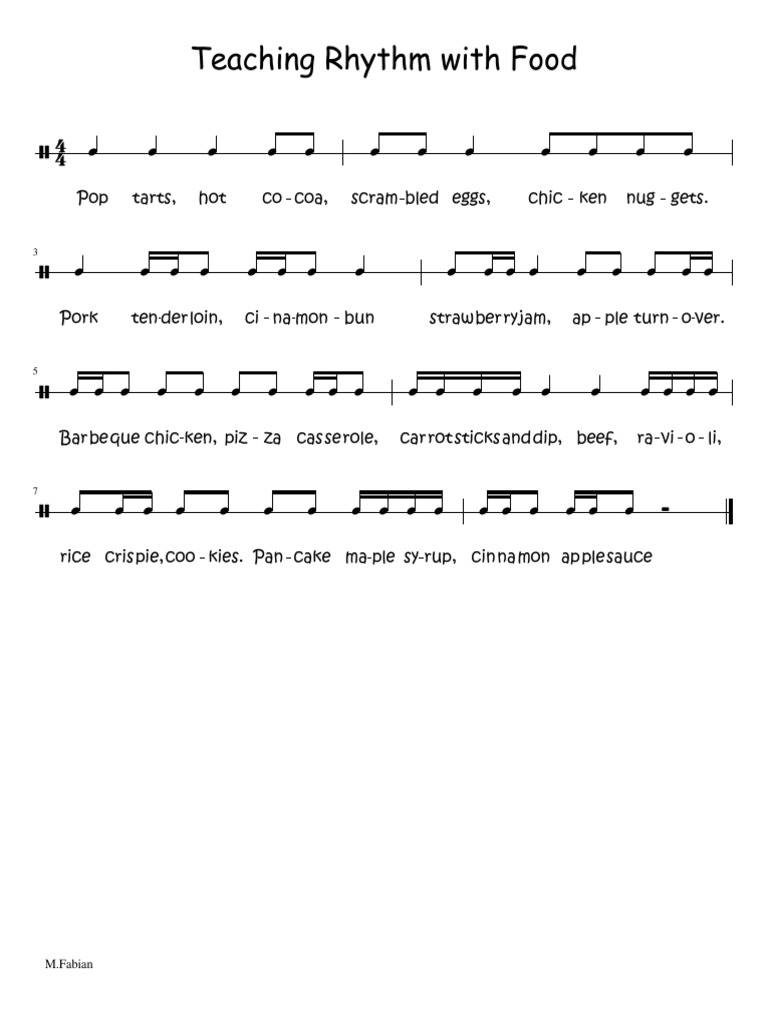 Teaching Rhythm With Food PDF | PDF