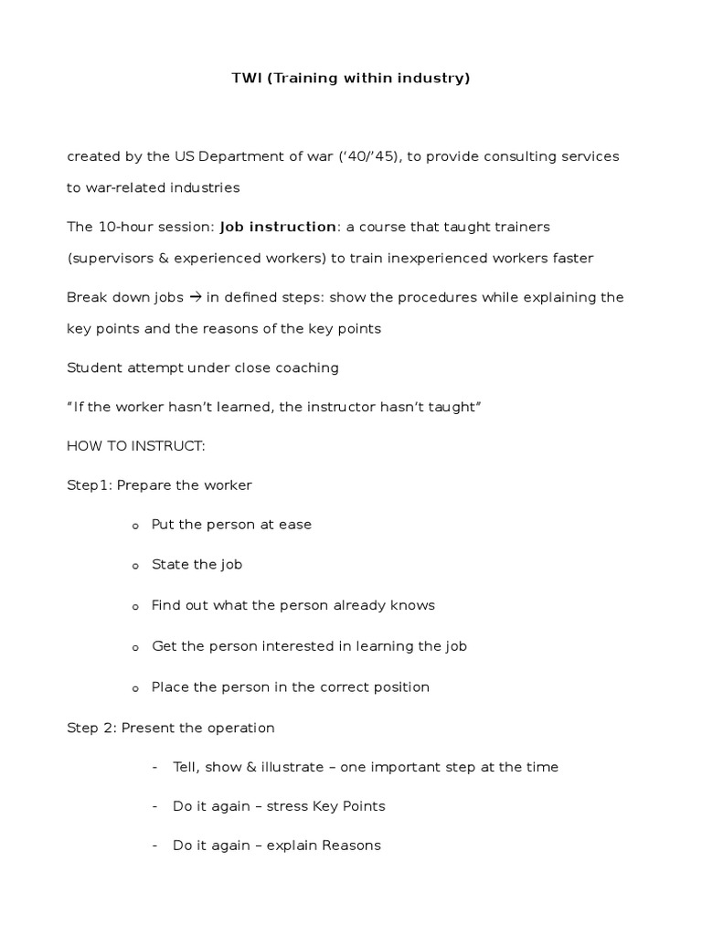 TWI (Training Within Industry) | PDF | Epistemology | Psychology