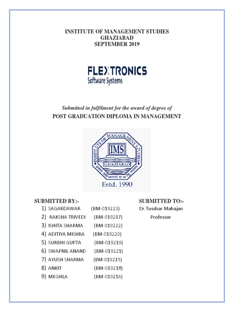 PG Diploma Project on Flextronics | PDF | Enterprise Resource Planning ...