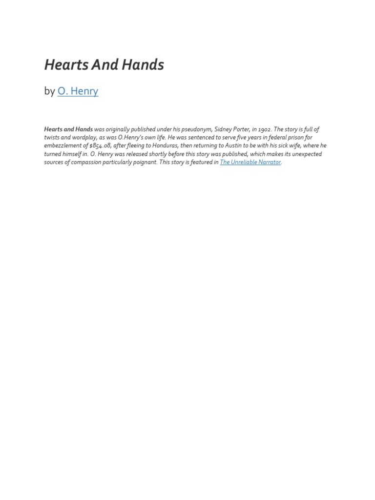 Hearts and Hands: O. Henry | PDF | O. Henry