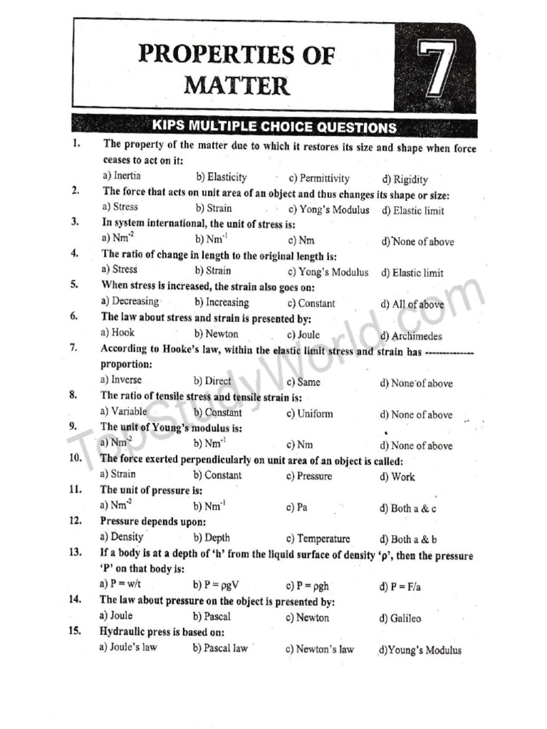 Chapter 7 Properties of Matter | PDF