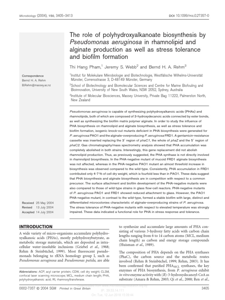 3405 | PDF | Pseudomonas | Pseudomonas Aeruginosa