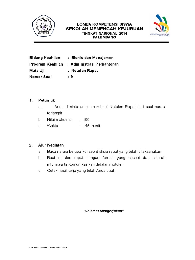 Soal Notulen Rapat | PDF