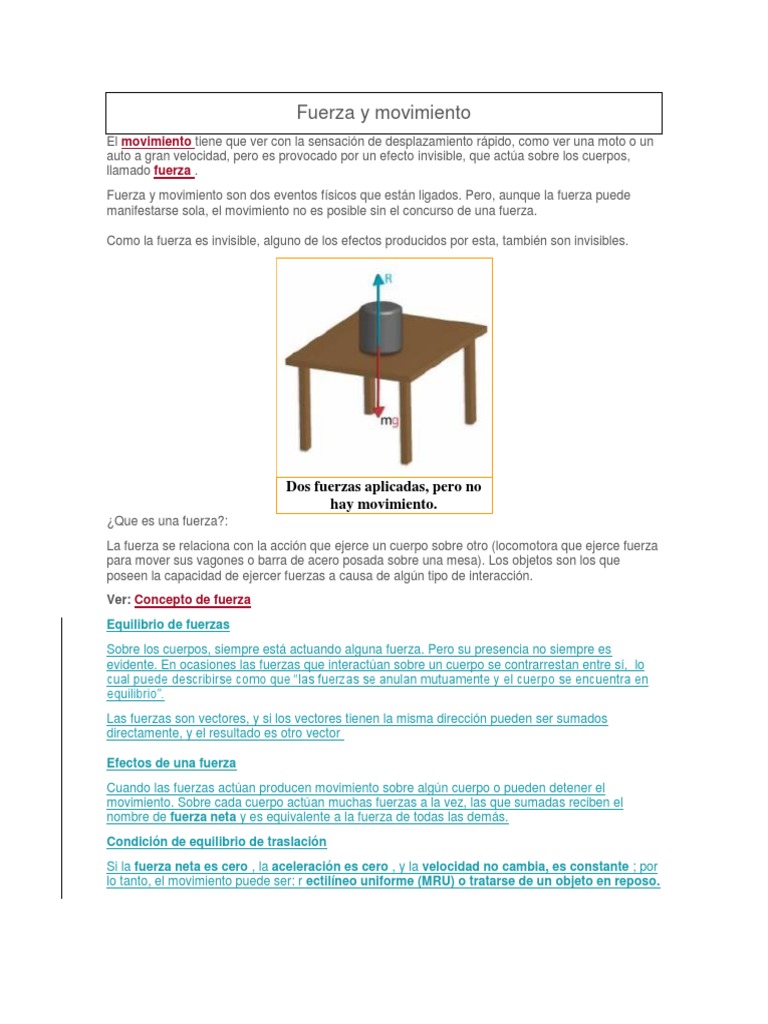 Fuerza y Movimiento | PDF | Fuerza | Las leyes del movimiento de Newton