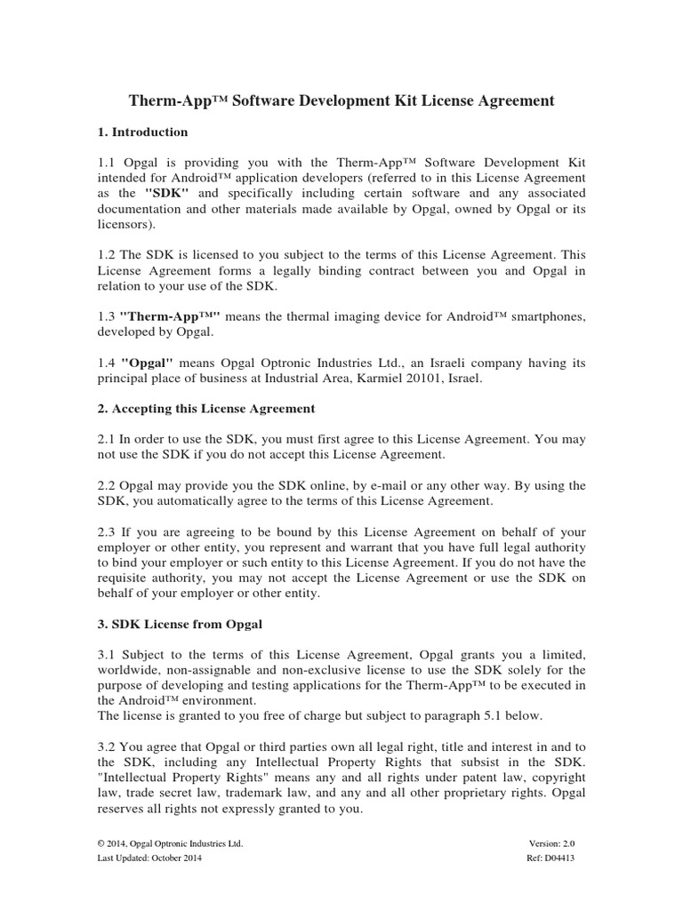 Therm-App SDK License Agreement | Download Free PDF | License | Indemnity