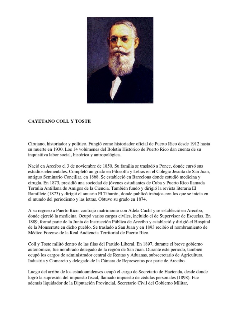Biografía de Cayetano Coll y Toste | PDF | Puerto Rico
