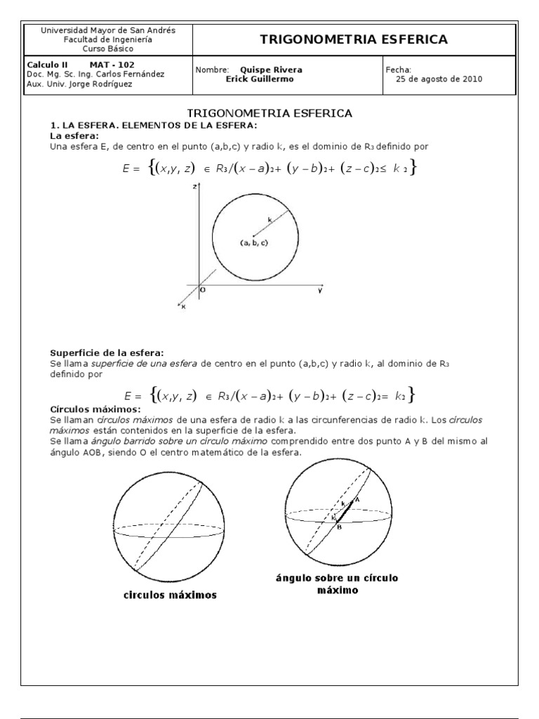 Trigonomtria Esferica Calc. | PDF | Trigonometría | Esfera