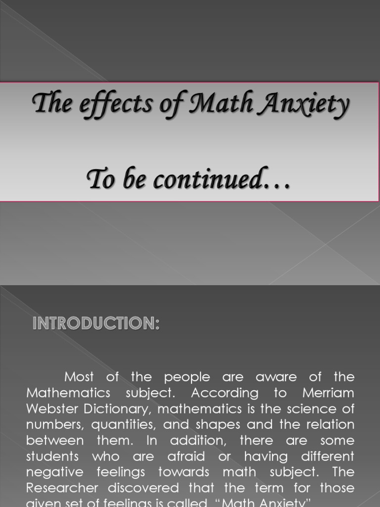 Math Anxiety | PDF | Anxiety | Teaching Mathematics