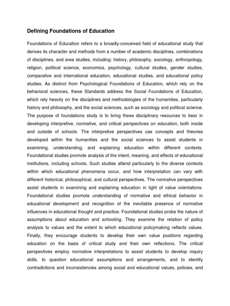 Foundation of Education | PDF | Normative | Social Science