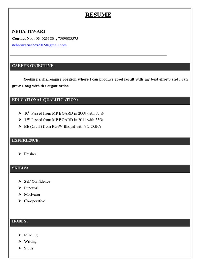 Neha Tiwari's Civil Engineering Resume | PDF