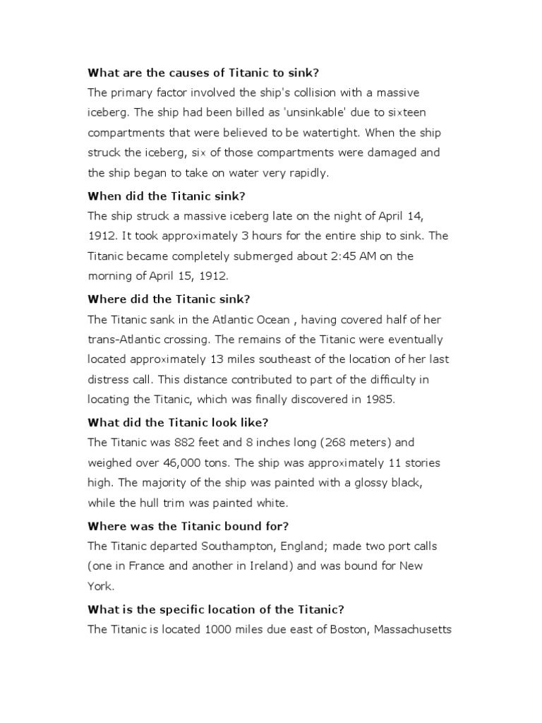 Titanic: Causes and Consequences | PDF | Rms Titanic | Shipping