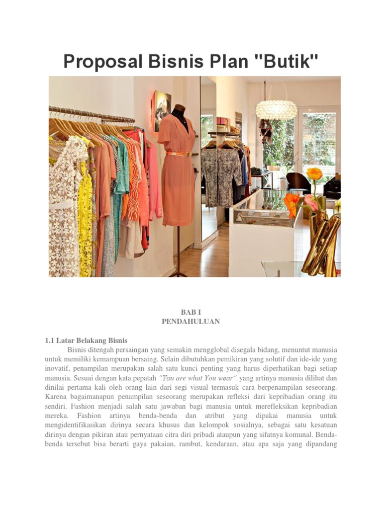 CONTOH Proposal Bisnis Plan BUTIK | PDF | Bisnis | Seni