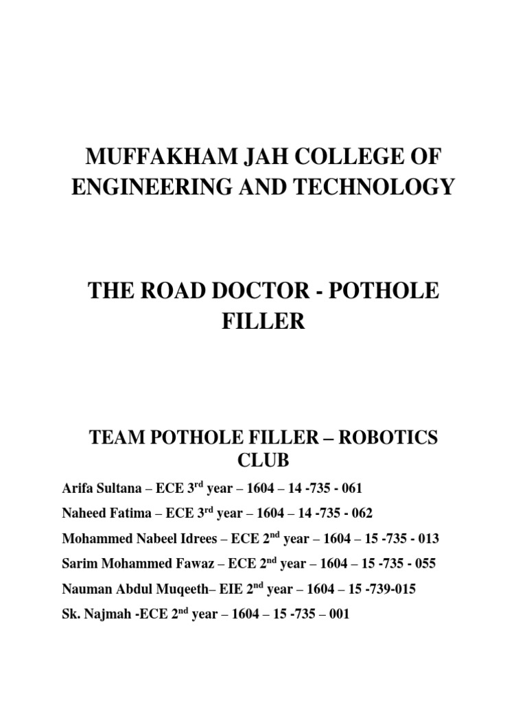 Pothole Final Report | PDF | Arduino | Microcontroller