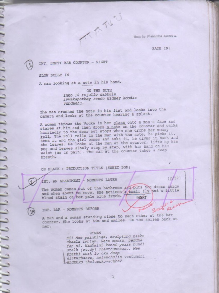 Manu Telugu Movie Script | PDF
