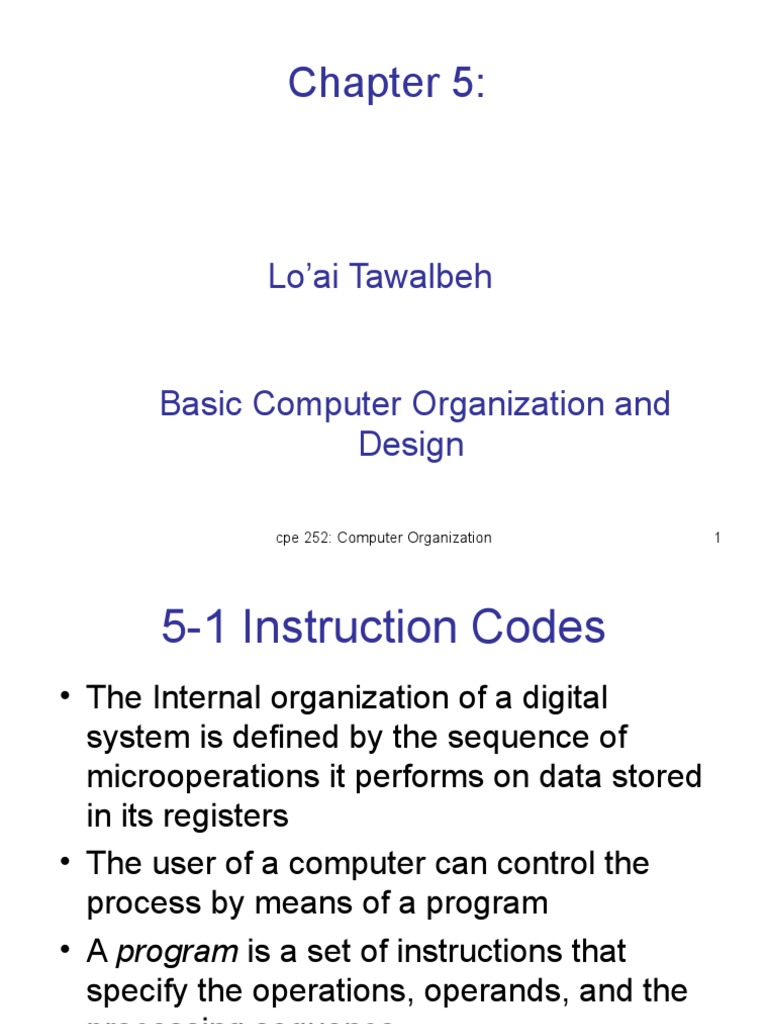 Lo'ai Tawalbeh: Cpe 252: Computer Organization 1 | PDF | Central Processing Unit | Computer Data