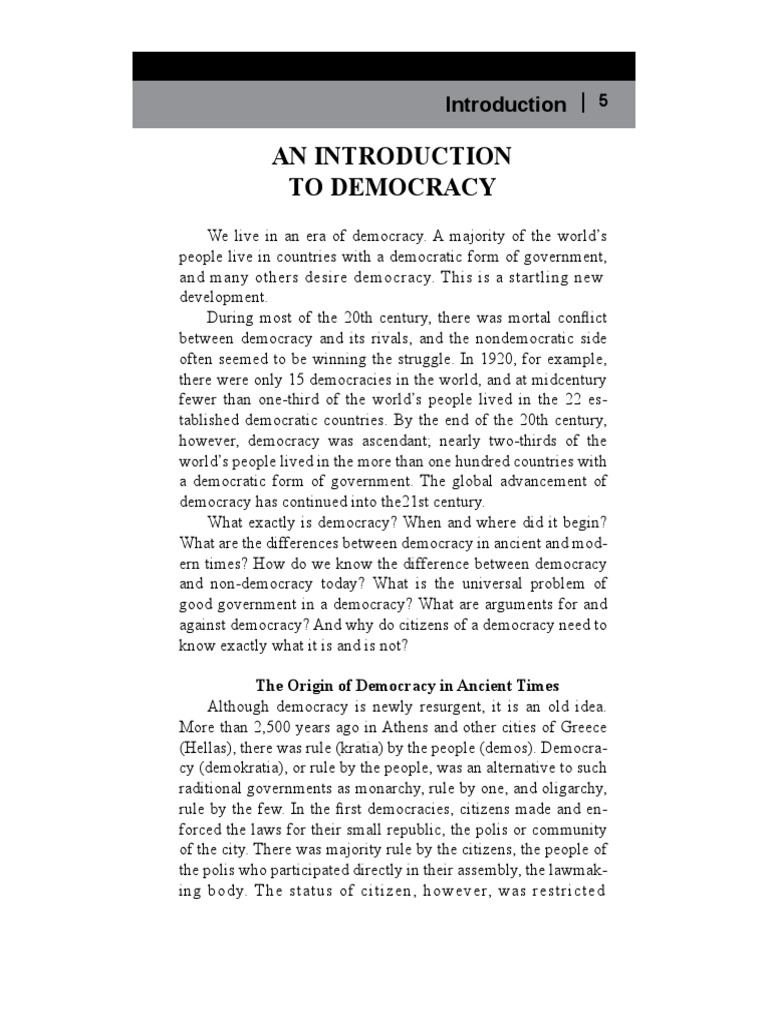 An Introduction To Democracy | PDF | Democracy | Political Ideologies