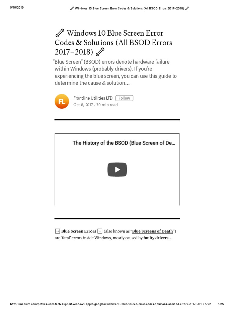 Windows 10 Blue Screen Error Codes & Solutions (All BSOD Errors 2017 ...
