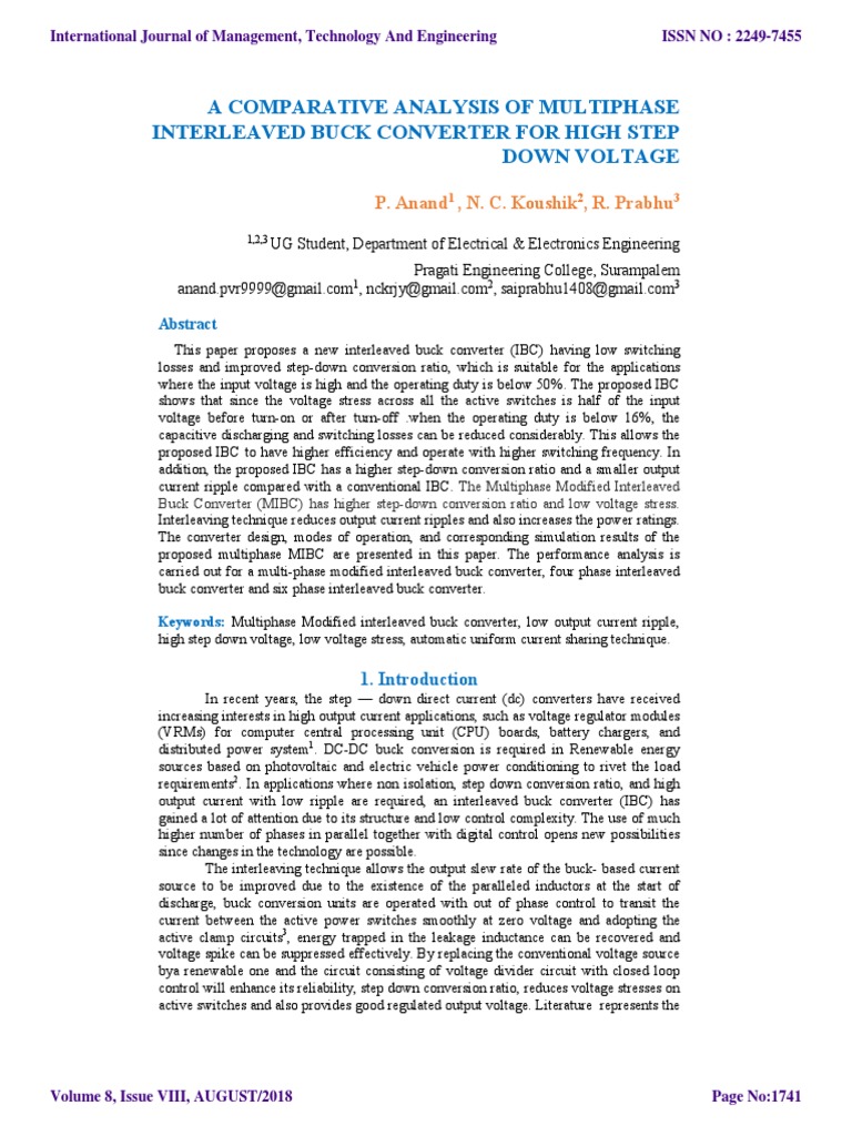 A Comparative Analysis Of Multiphase Interleaved Buck Converter For