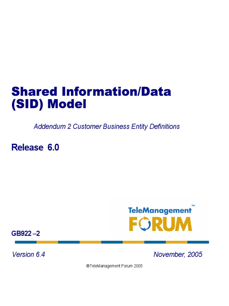 Shared Information/Data (SID) Model: Release 6.0 | PDF | Invoice | Data ...