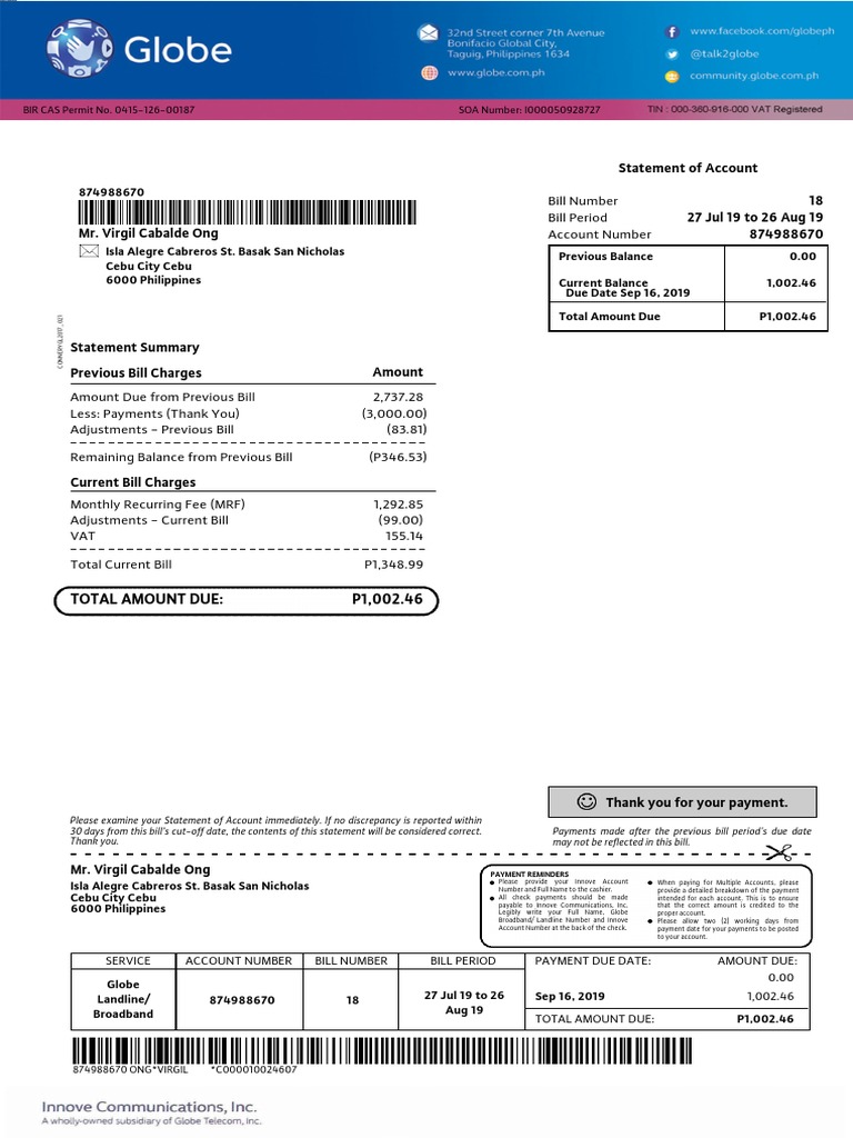 Globe Bill | PDF | Payments | Financial Services