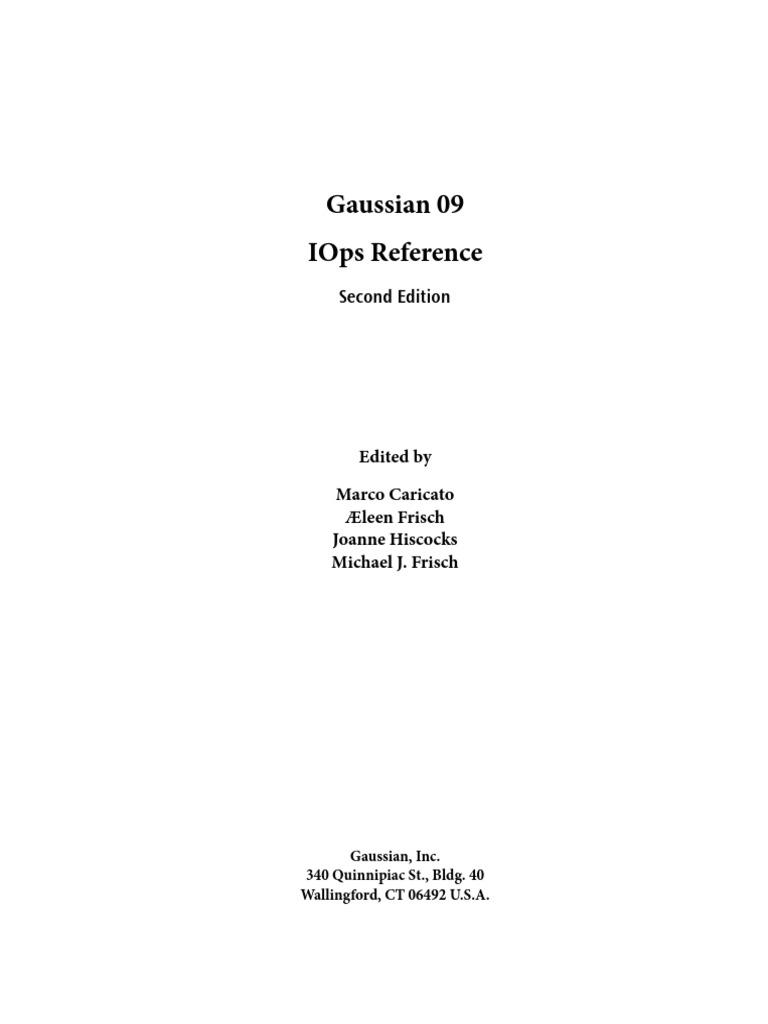 Gaussian 09 Iops Reference Second Edition Pdf Eigenvalues And Eigenvectors Mathematical