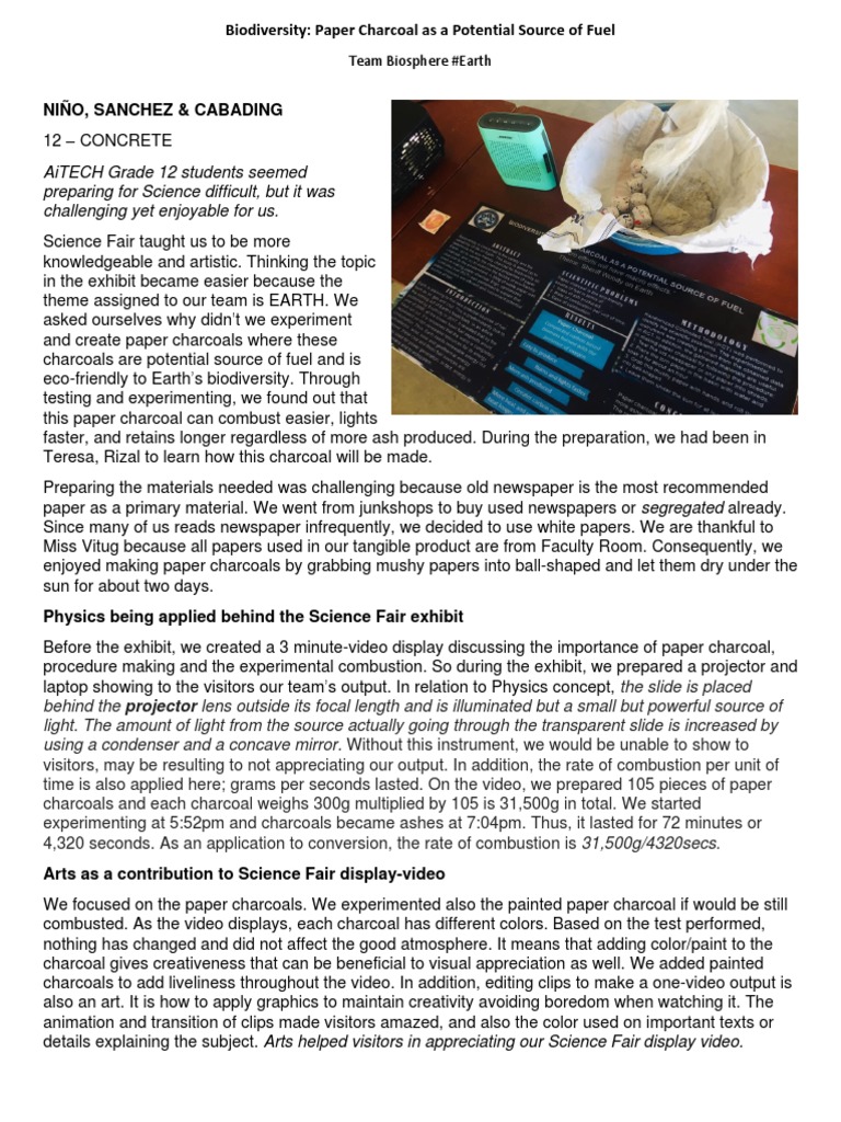 Paper Charcoal: Eco-Friendly Fuel Source | PDF | Experiment | Science
