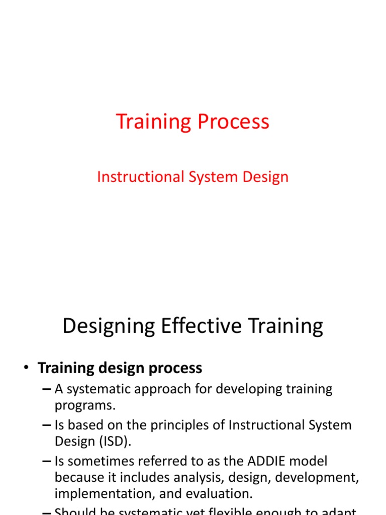 Training Process: Instructional System Design | PDF