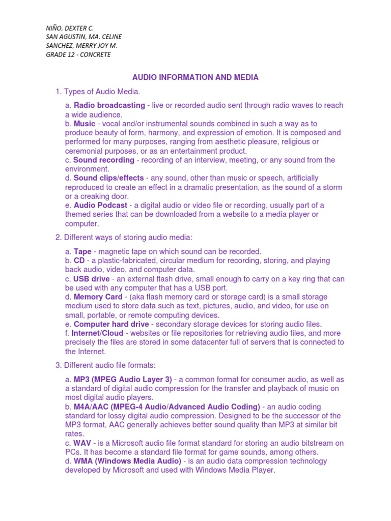 Audio Information and Media | PDF | Mp3 | Digital Audio