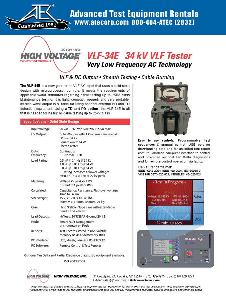 VLF-34E 34 KV VLF Tester: Advanced Test Equipment Rentals | PDF | Root ...